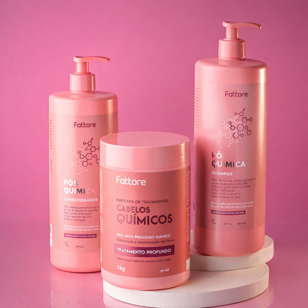 Fattore Kit Pós Química - Shampoo 1L + Condicionador 1L + Máscara 1KG ...