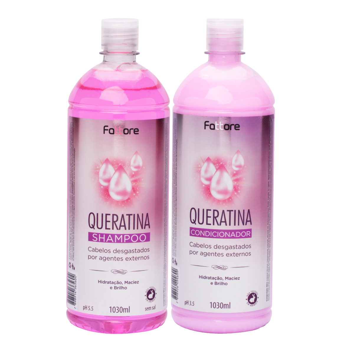 Fattore Kit Queratina – Shampoo 1L + Condicionador 1L – Fattore Cosméticos
